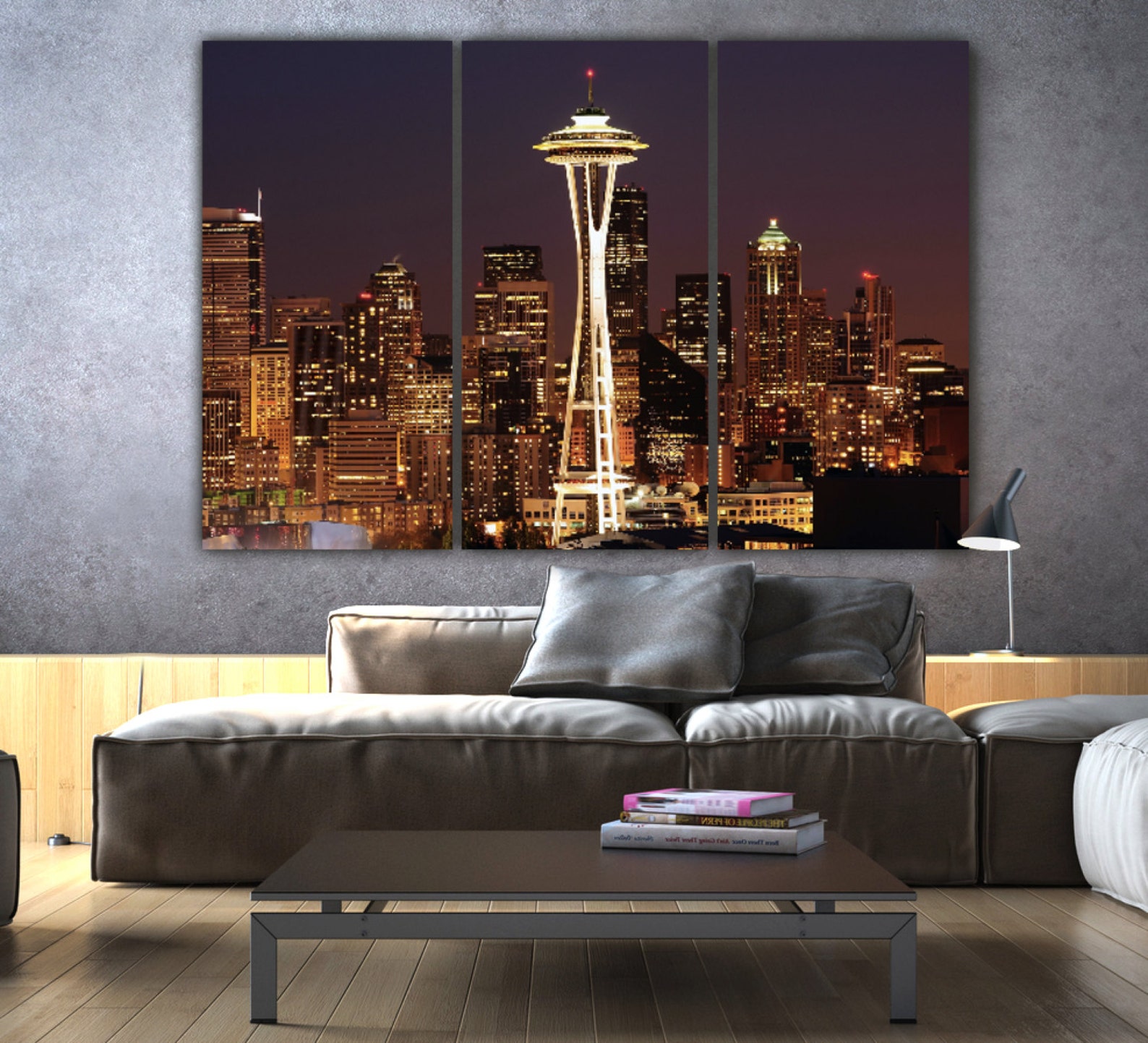 Seattle Skyline Canvas Set Large Wall Art Seattle Photo | Etsy