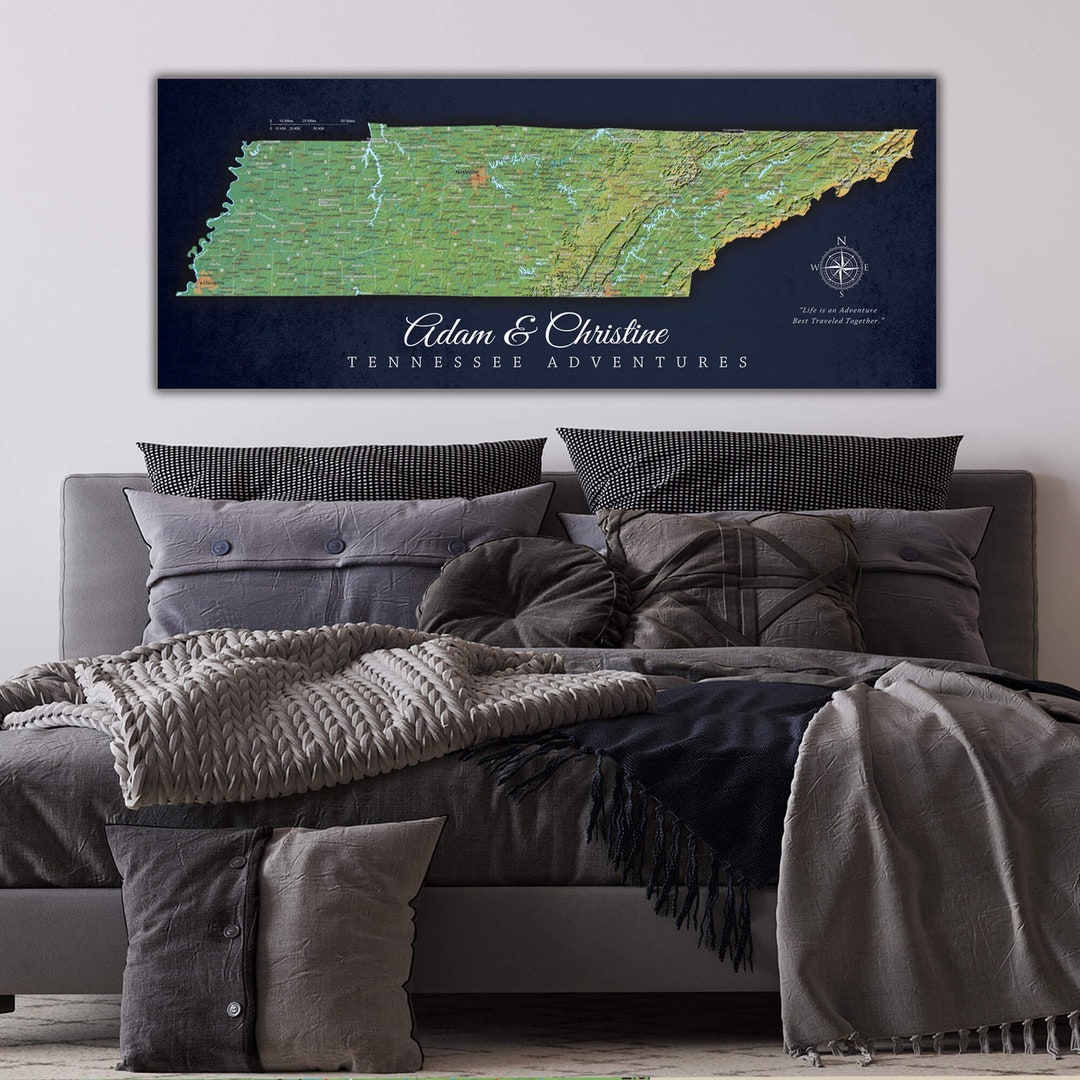 Tennessee Push Pin Map, Personalized Tennessee State Map for Office ...