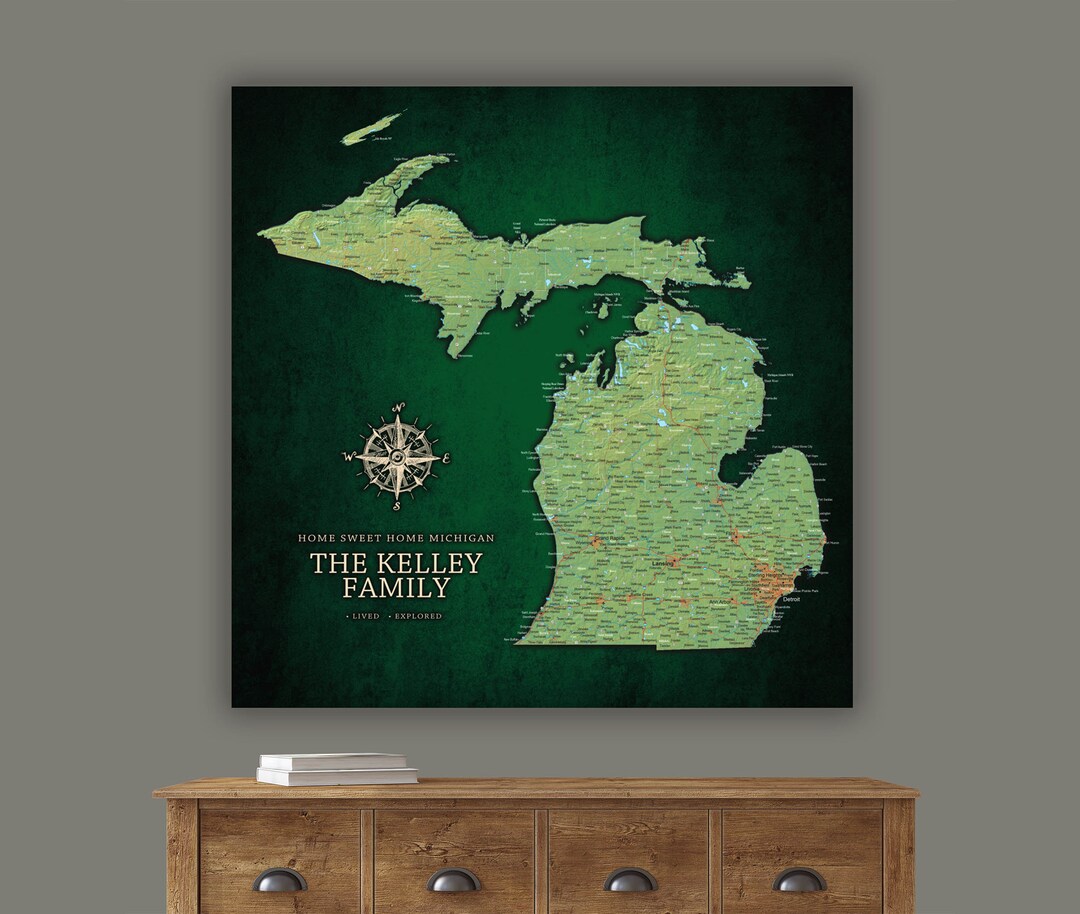Michigan Push Pin Map, Personalized Michigan State Map for Office ...