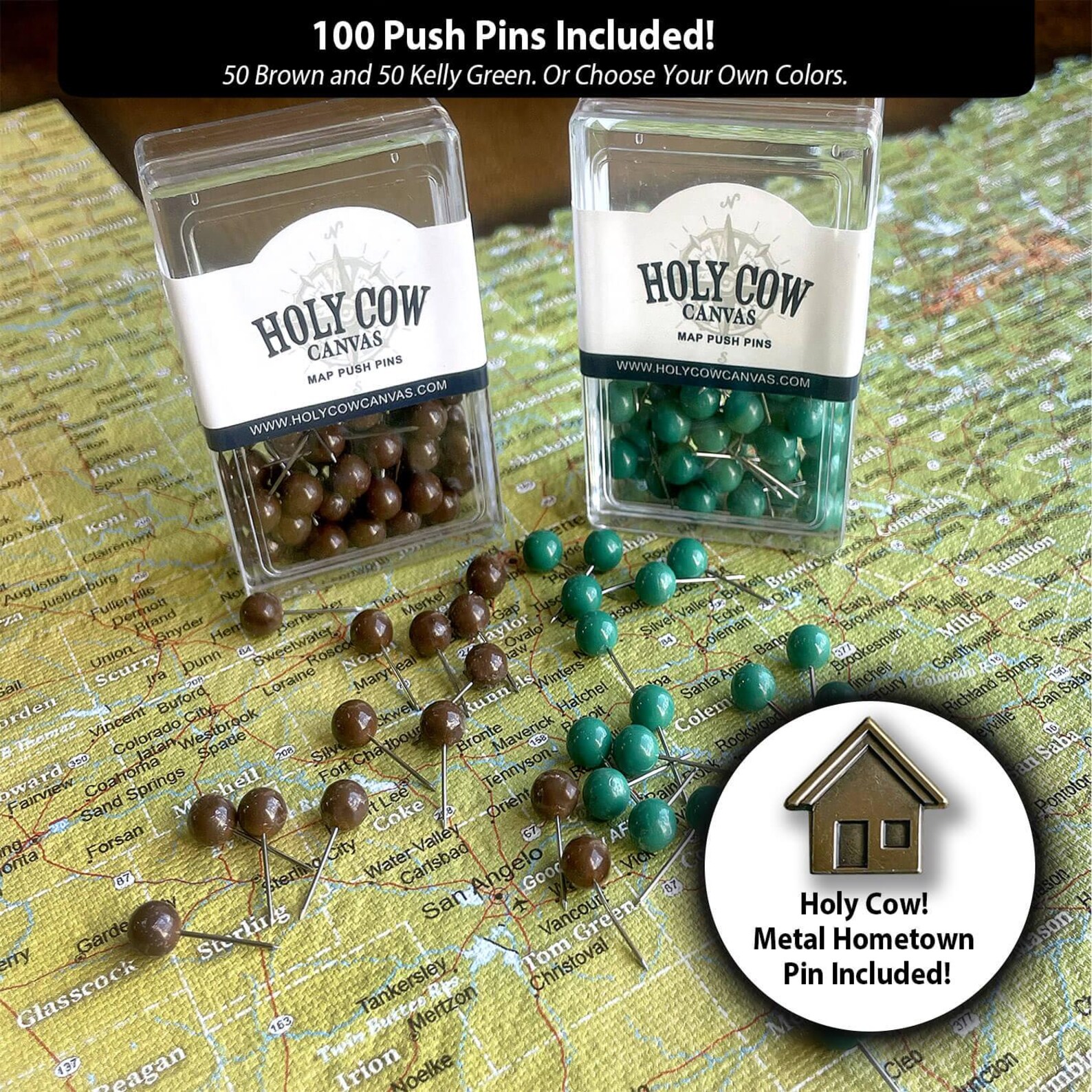 Rhode Island Push Pin State Map, Office Map, Premium Canvas Map for ...
