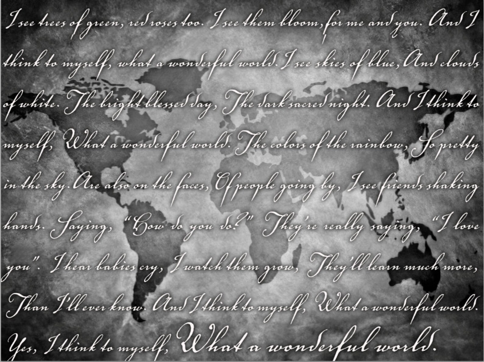 Huge What a Wonderful World Map Art on Canvas Script Version - Etsy