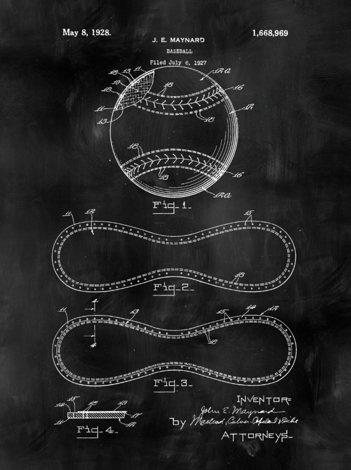 Baseball Patent Print on Canvas. Framed & Ready to Hang. Great - Etsy