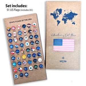 Flags of the United States Push Pins; Set of 51 Metal Pins, Track Your ...