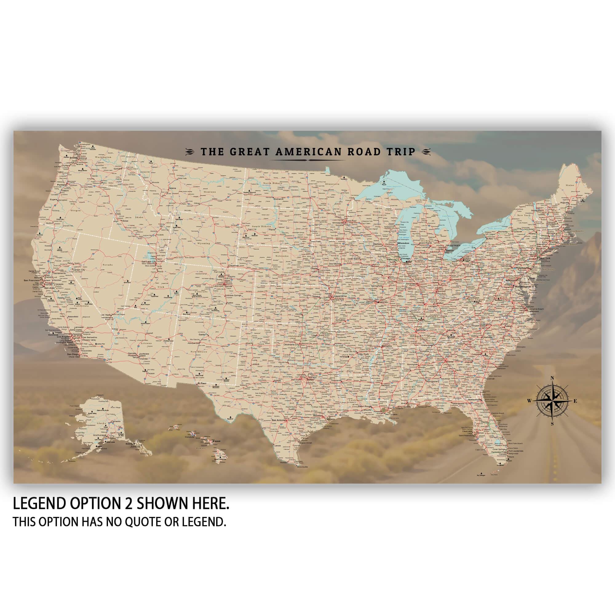 Great American Road Trip USA Push Pin Map, Personalized Pinboard Map ...