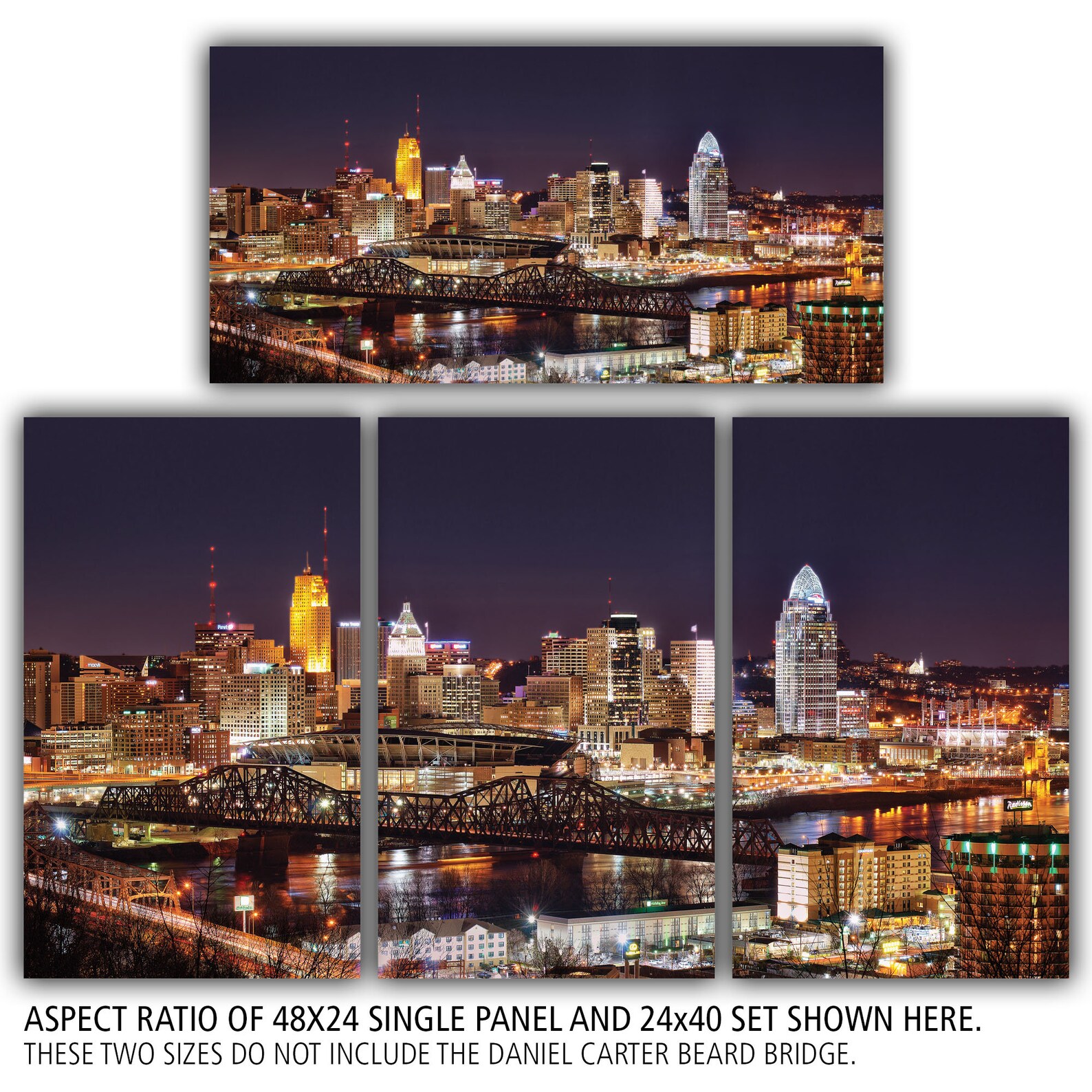 Cincinnati Skyline on Canvas, Large Wall Art, Cincinnati Print ...