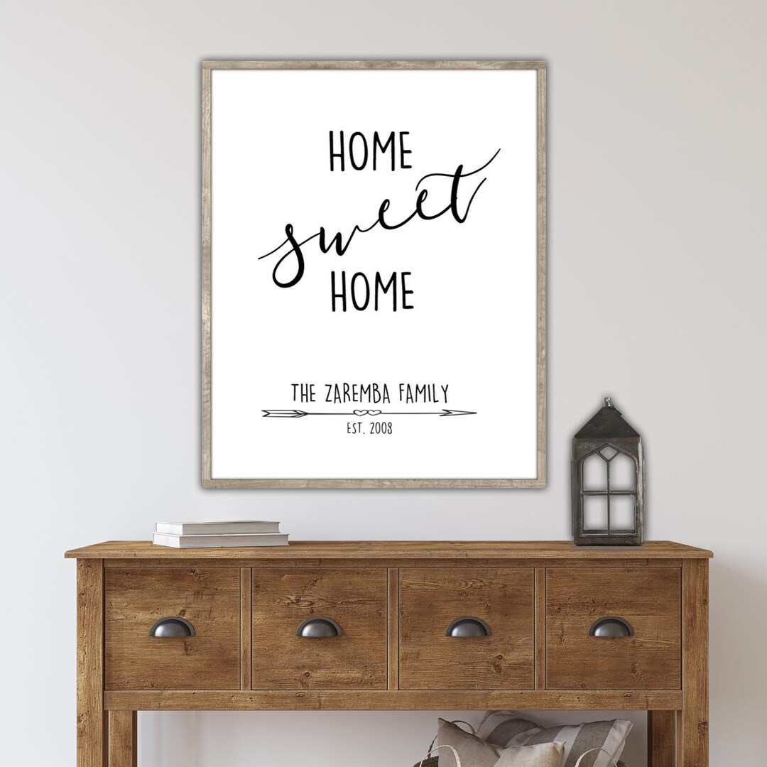 Home Sweet Home Farmhouse Sign, Personalized Wall Art on Canvas ...