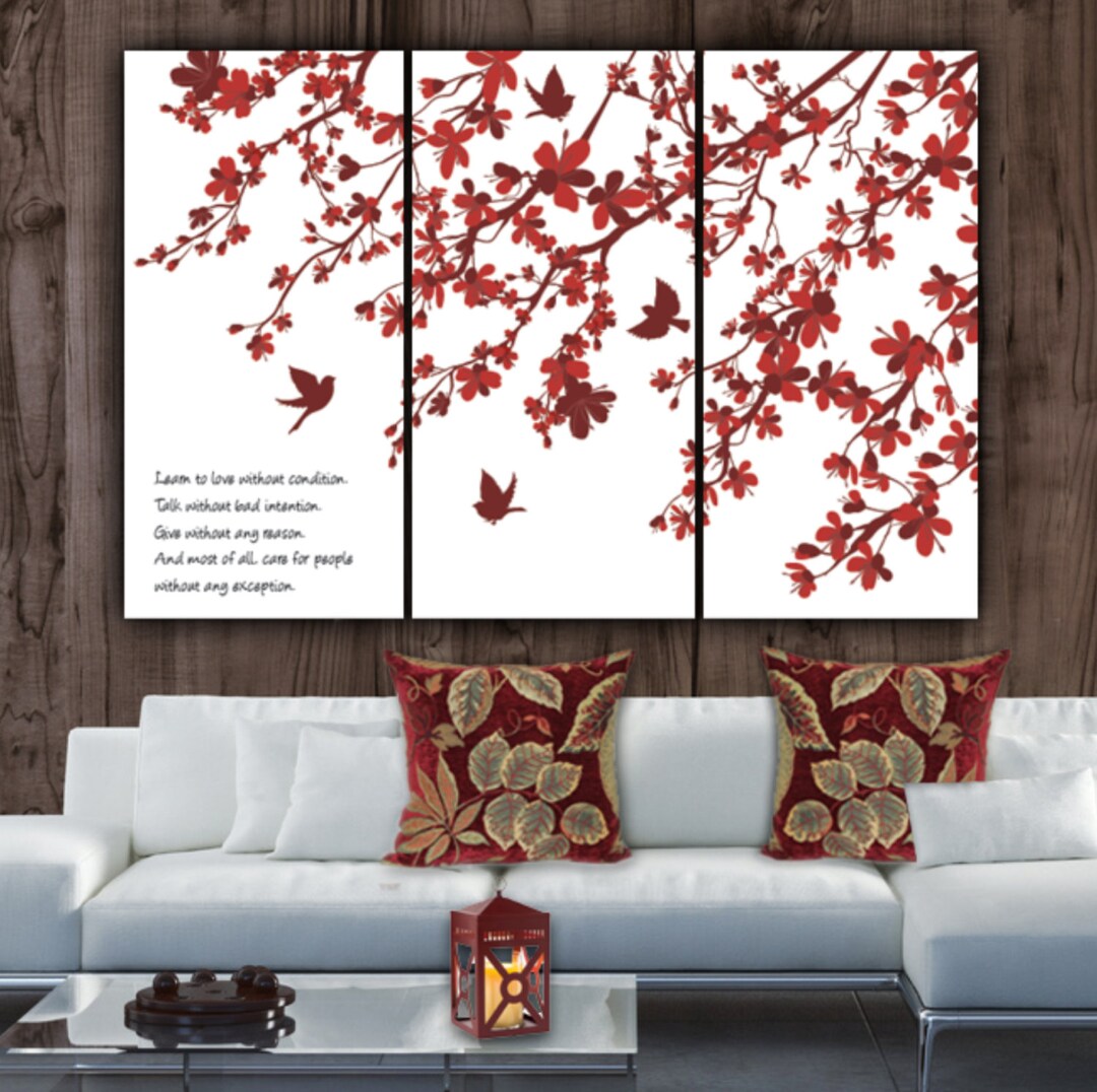 Cherry Blossom Trees-3 Panel Set. Customize Colors to Match Your Decor ...