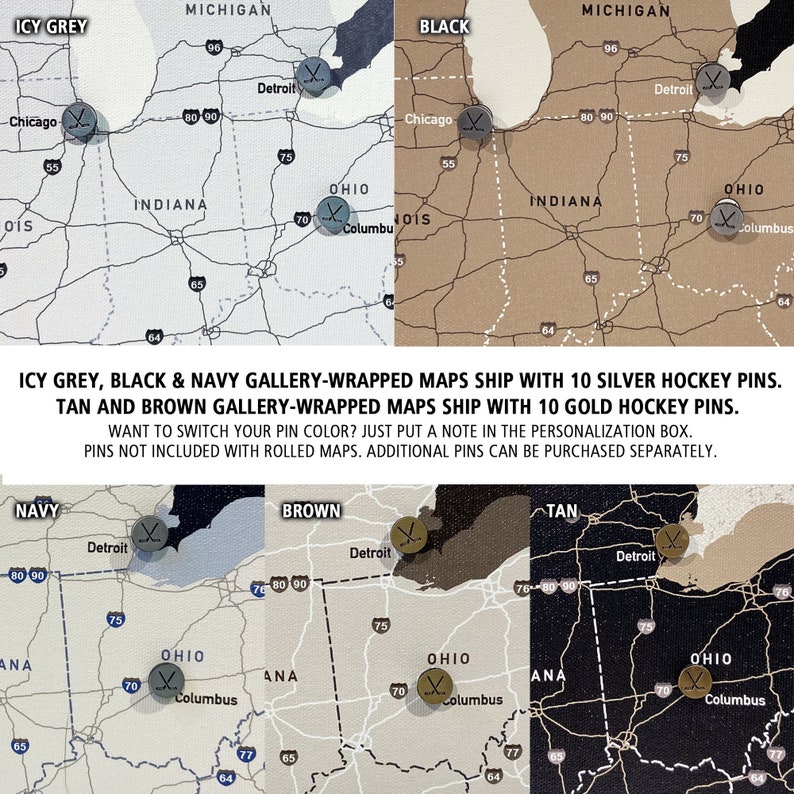 Hockey Stadium Map Classic Stadium Tour Push Pin Bucket List - Etsy