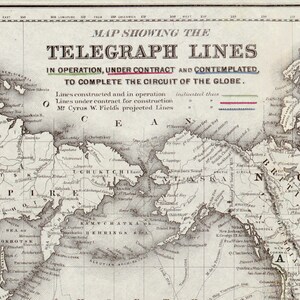 World Map Telegraph Lines, Canvas Decor Vintage Map Canvas Wall Art ...