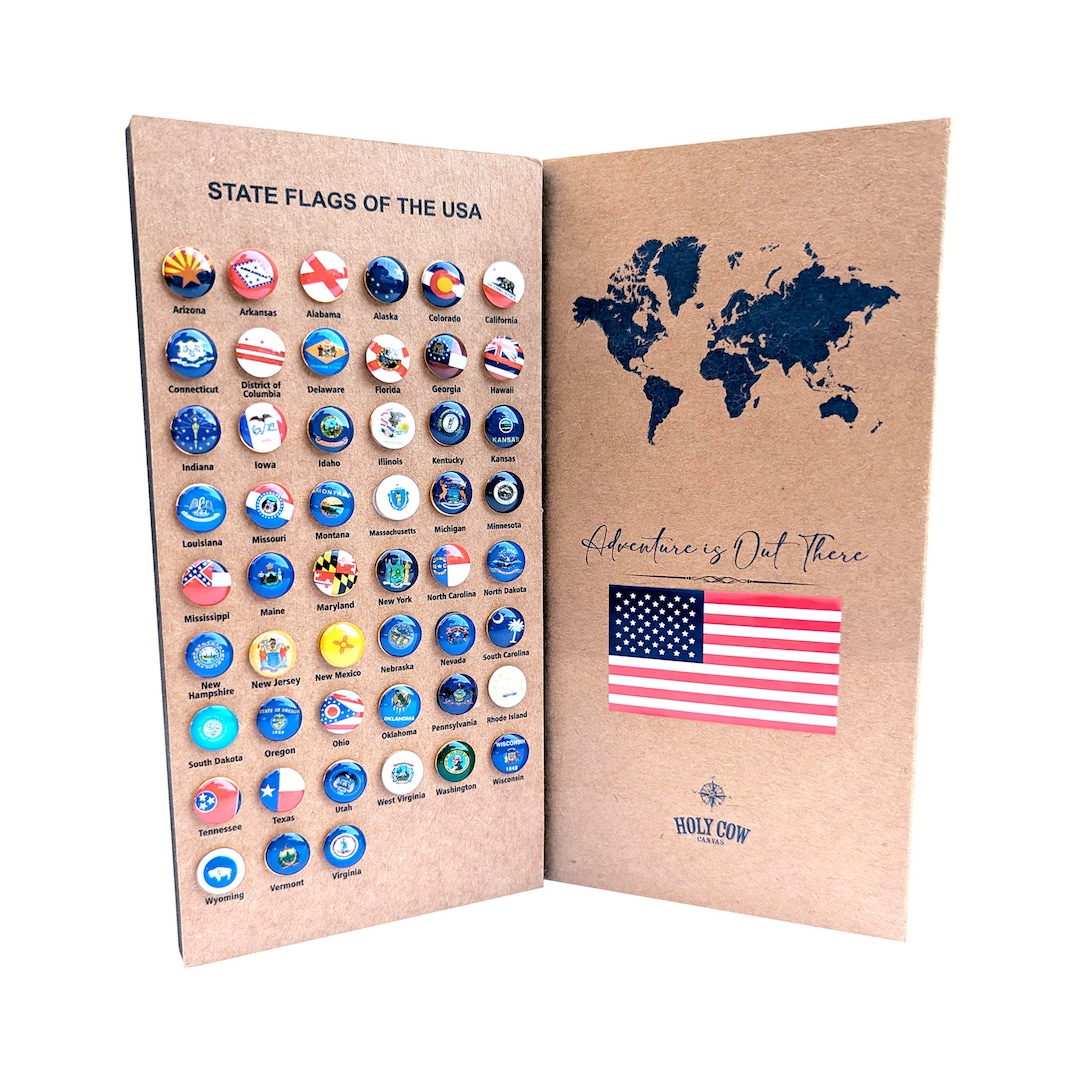 Flags of the United States Push Pins; Set of 51 Metal Pins, Track Your ...