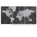 Grey Push Pin World Travel Map Canvas Art, Custom Push Pin Map, 3 Panel ...