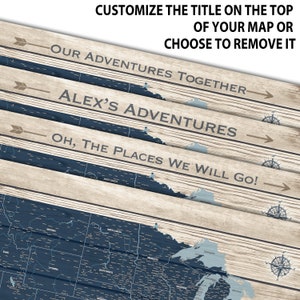 Huge Rustic United States Push Pin Map Personalized Canvas, Large Wall ...