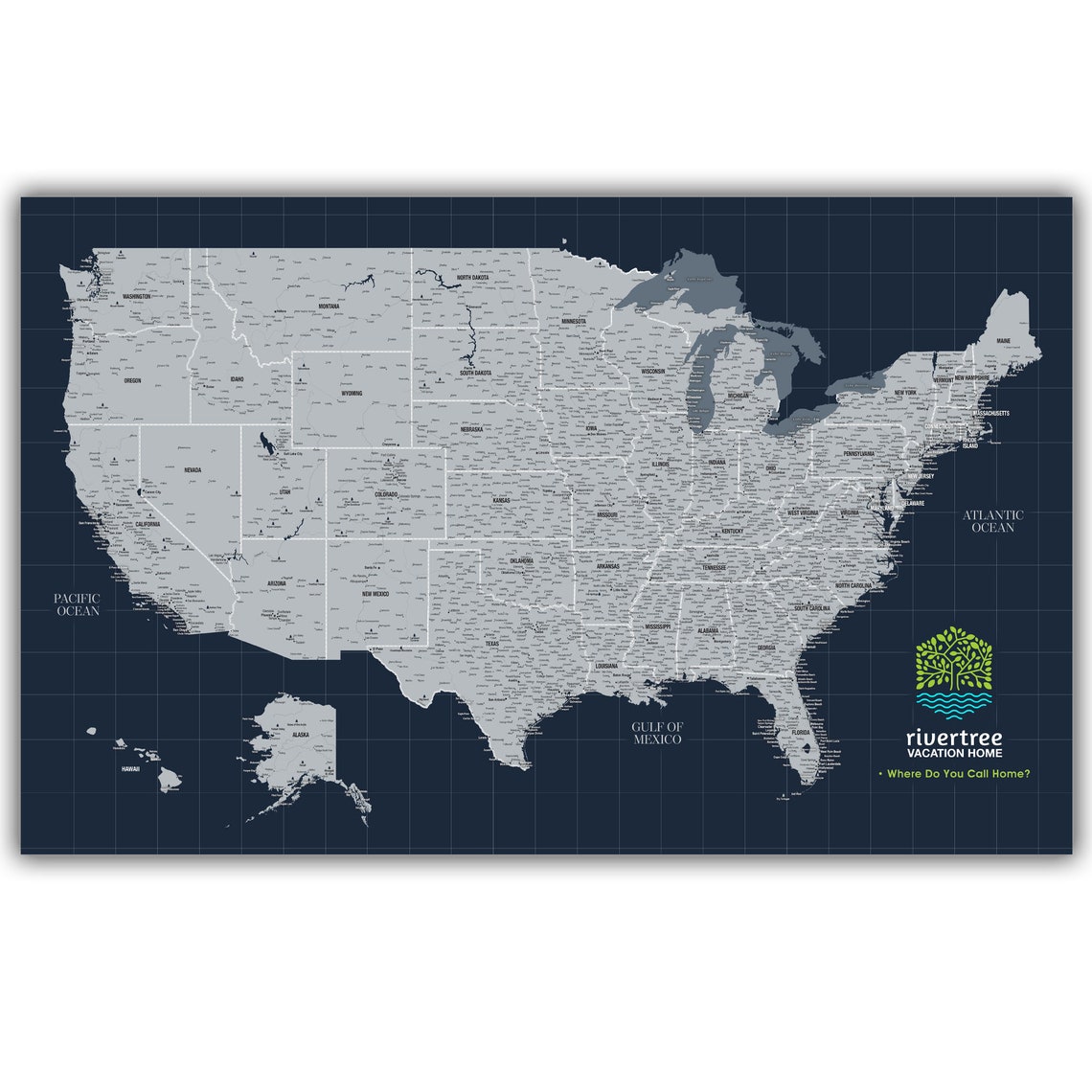 USA Push Pin Map With Your Logo, Personalized Travel Map to Pin B&B ...