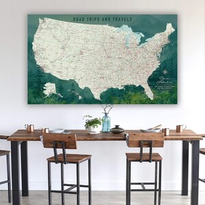 USA Road Trip Push Pin Map, Personalized Pinboard Map, Premium ...