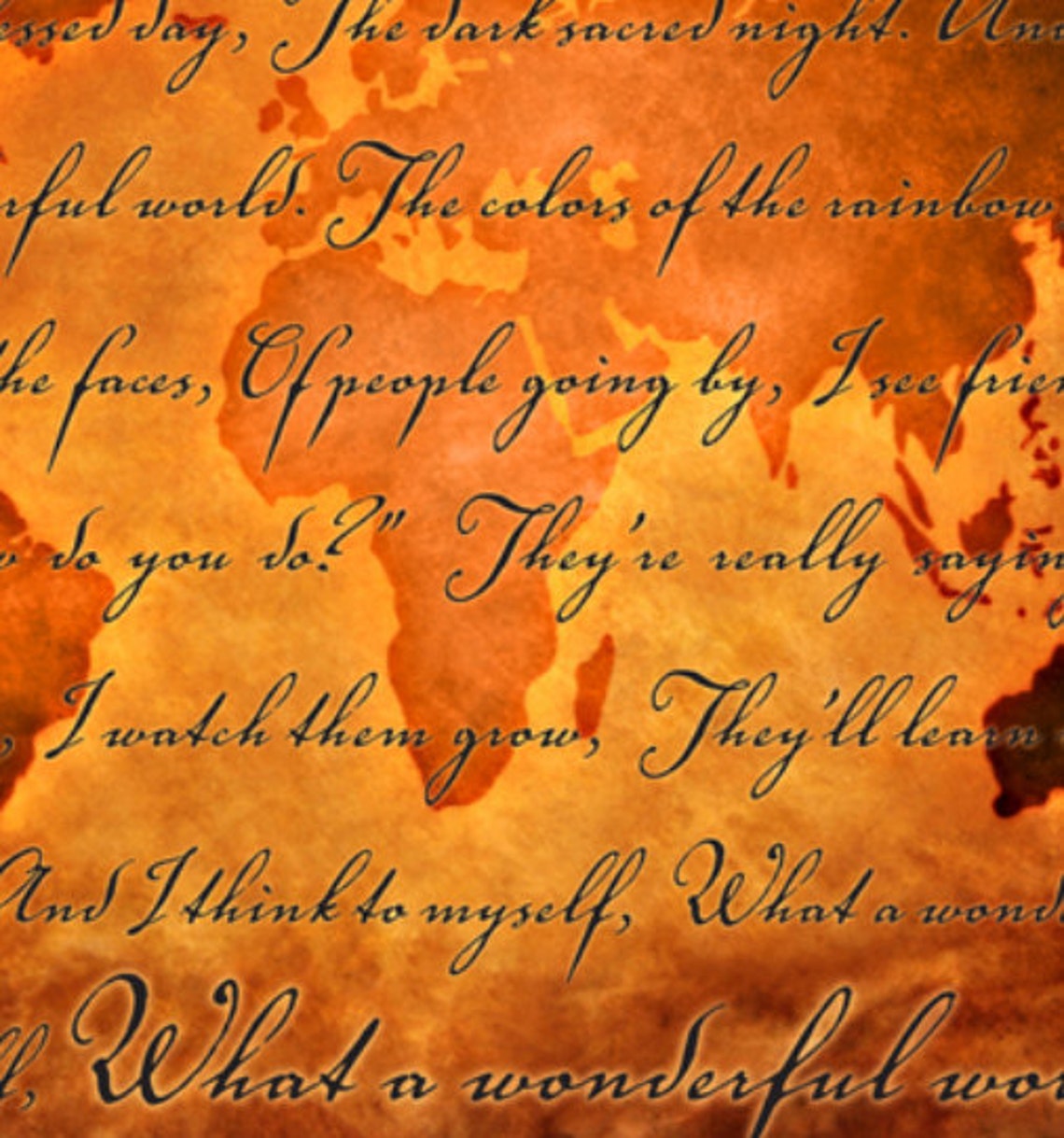 Huge What a Wonderful World Map Art on Canvas Script Version - Etsy