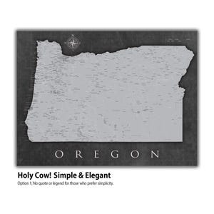 GREY Oregon Push Pin Map, Personalized Oregon Map, Upscale Canvas Art ...