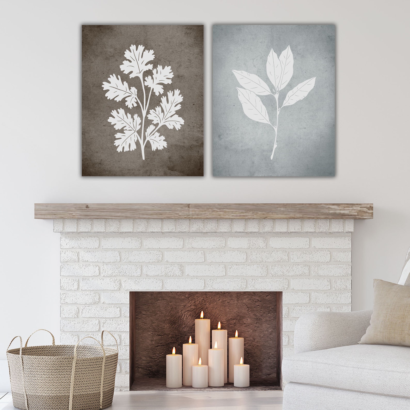 Herb Silhouettes on Rustic Farmhouse Backgrounds Large | Etsy