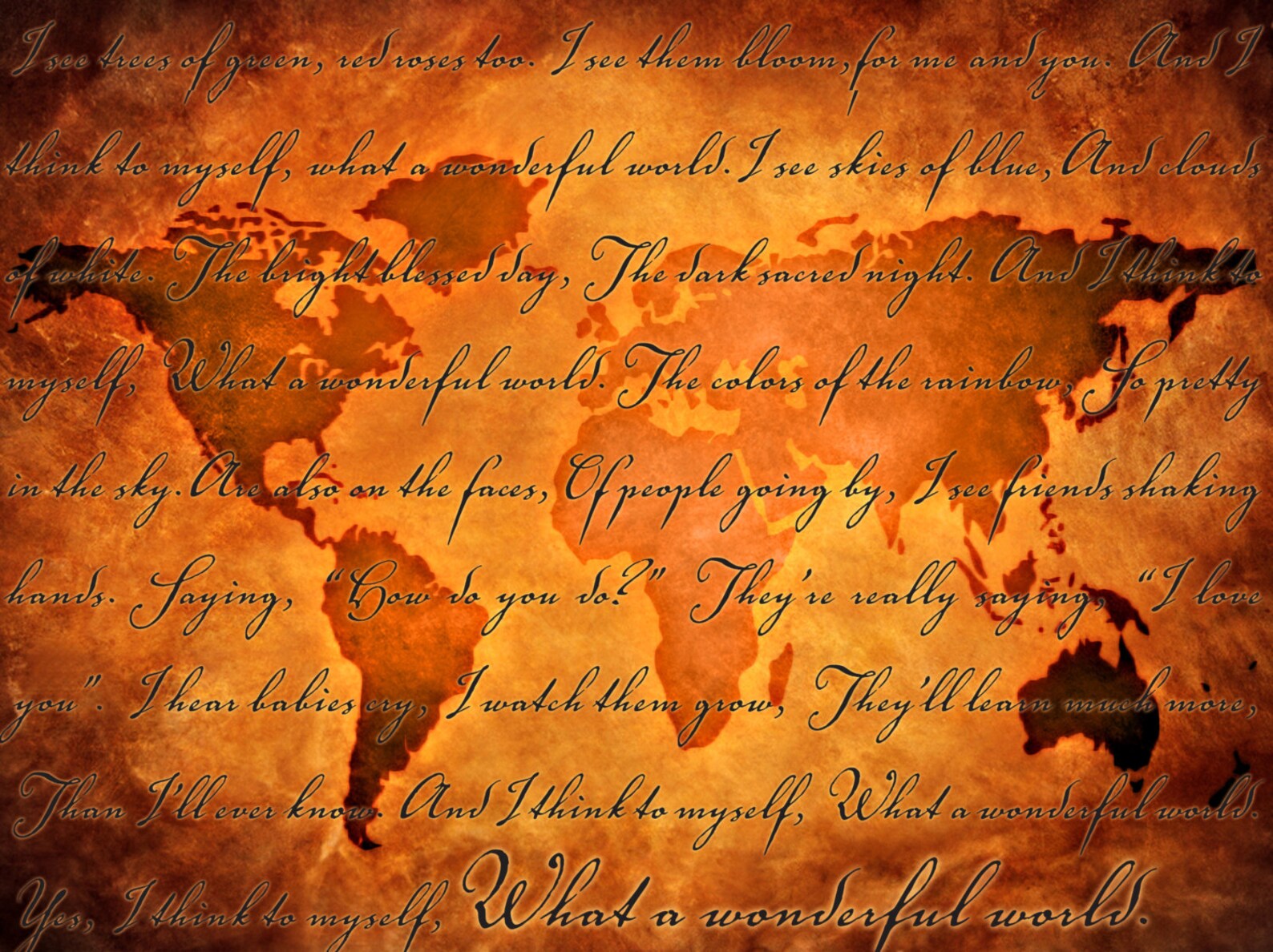 Huge What a Wonderful World Map Art on Canvas Script Version - Etsy