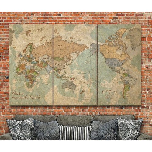 Push Pin Travel Map of World Customized Map Framed One Panel - Etsy