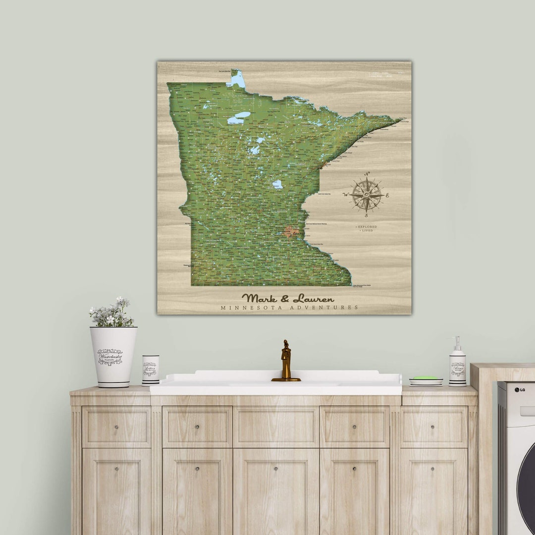 Minnesota Push Pin Map, Personalized Minnesota State Map for Office ...
