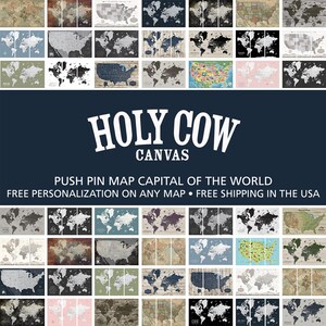 Personalized Rustic World Map on Wood Grain Background, Custom Canvas ...