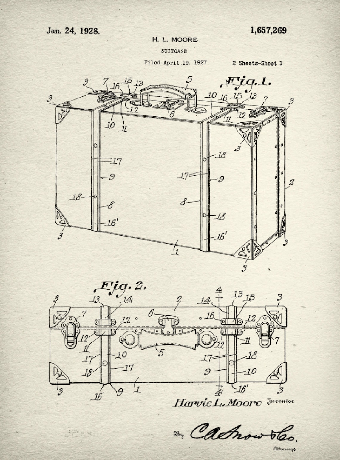 Travel Suitcase Patent Art on Canvas. Gallery Wrapped & Ready to Hang ...