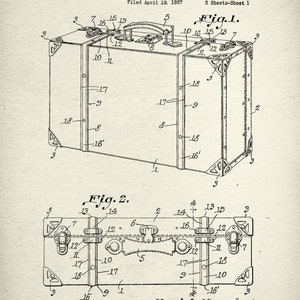 Travel Suitcase Patent Art on Canvas. Gallery Wrapped & Ready to Hang ...