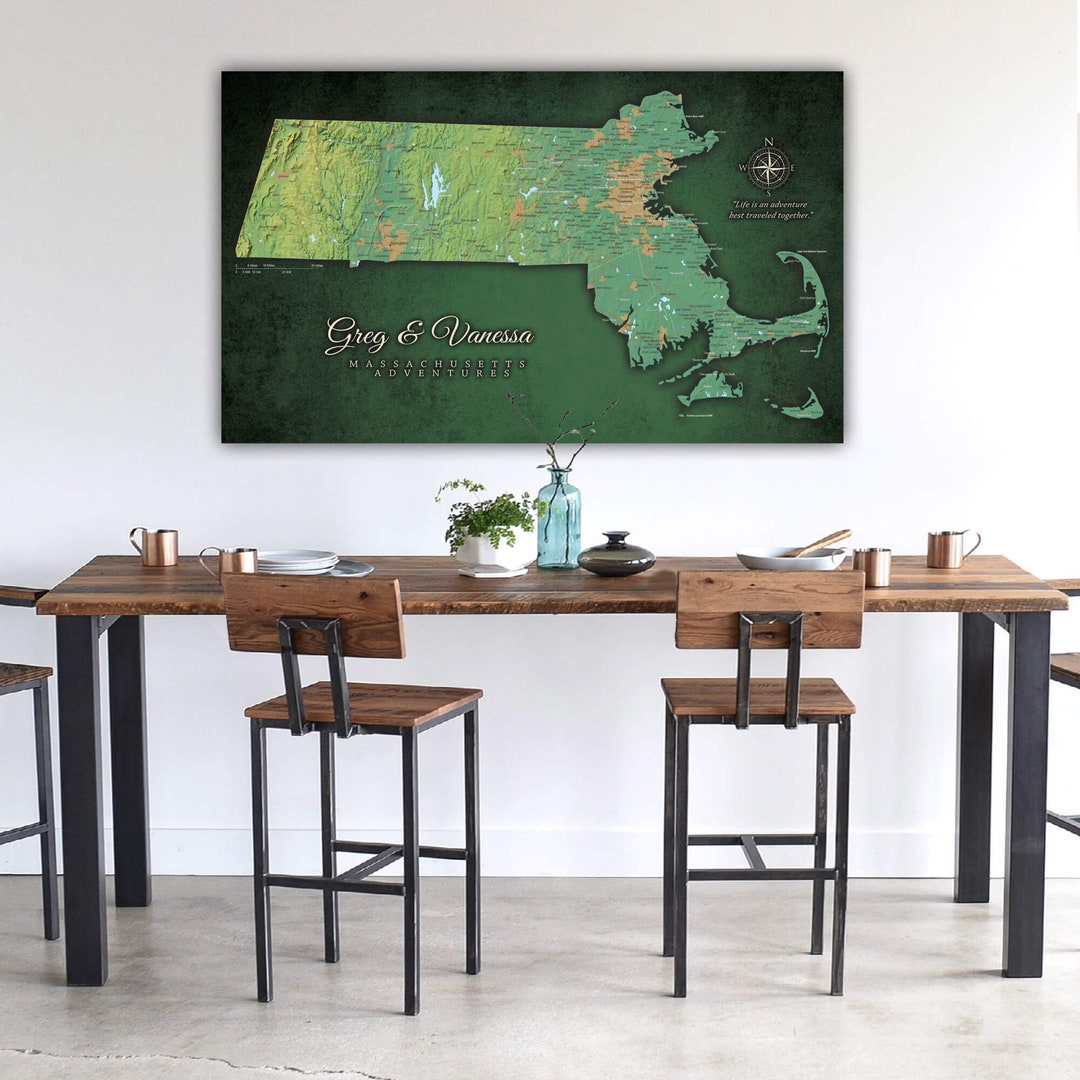 Massachusetts Push Pin Map, Personalized Massachusetts State Map for ...