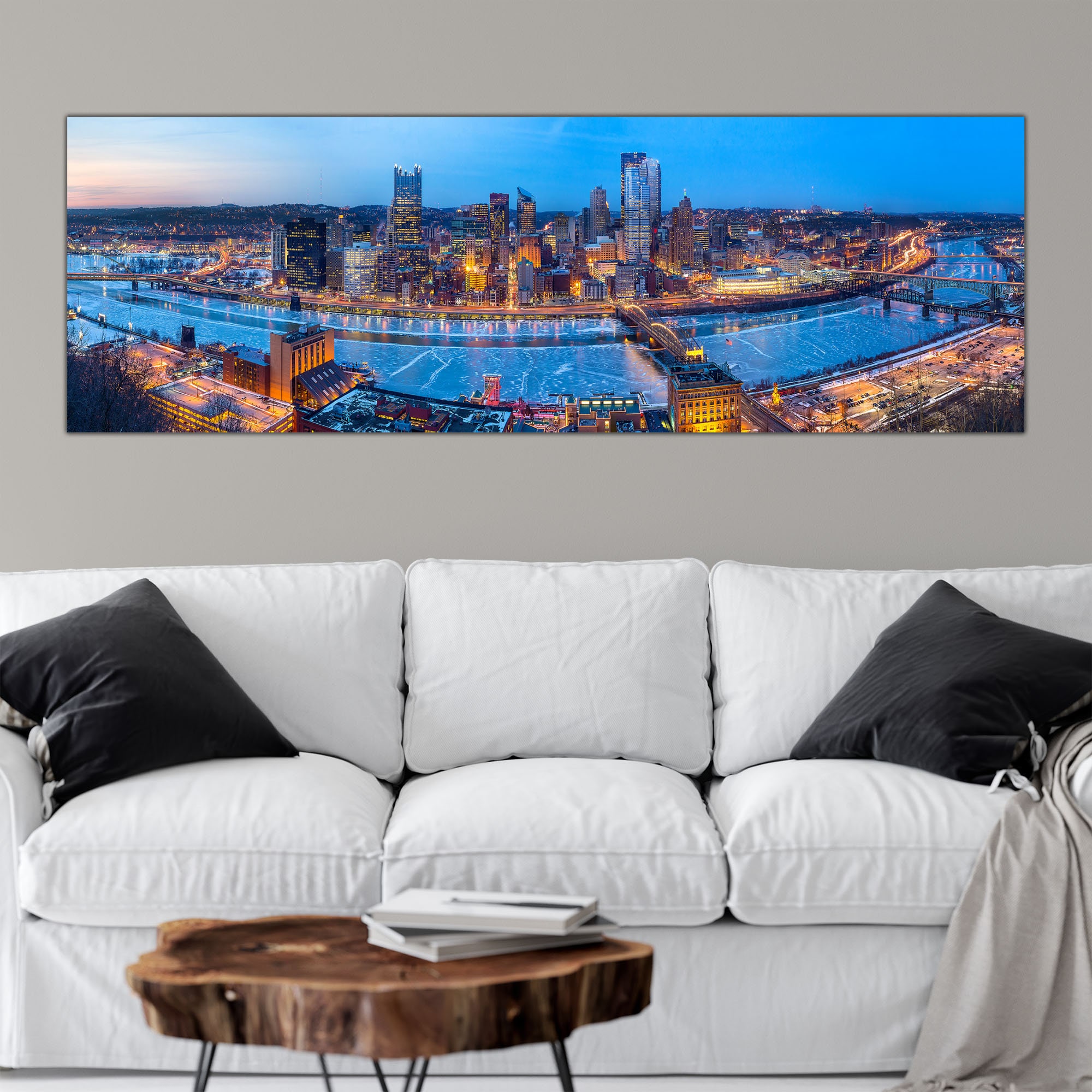 Pittsburgh Skyline on Canvas, Large Wall Art, Pittsburgh Print ...