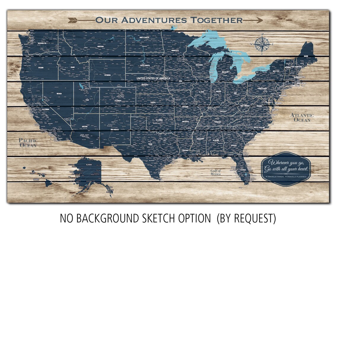 Rustic Push Pin USA Map Personalized Canvas Travel Gift | Etsy