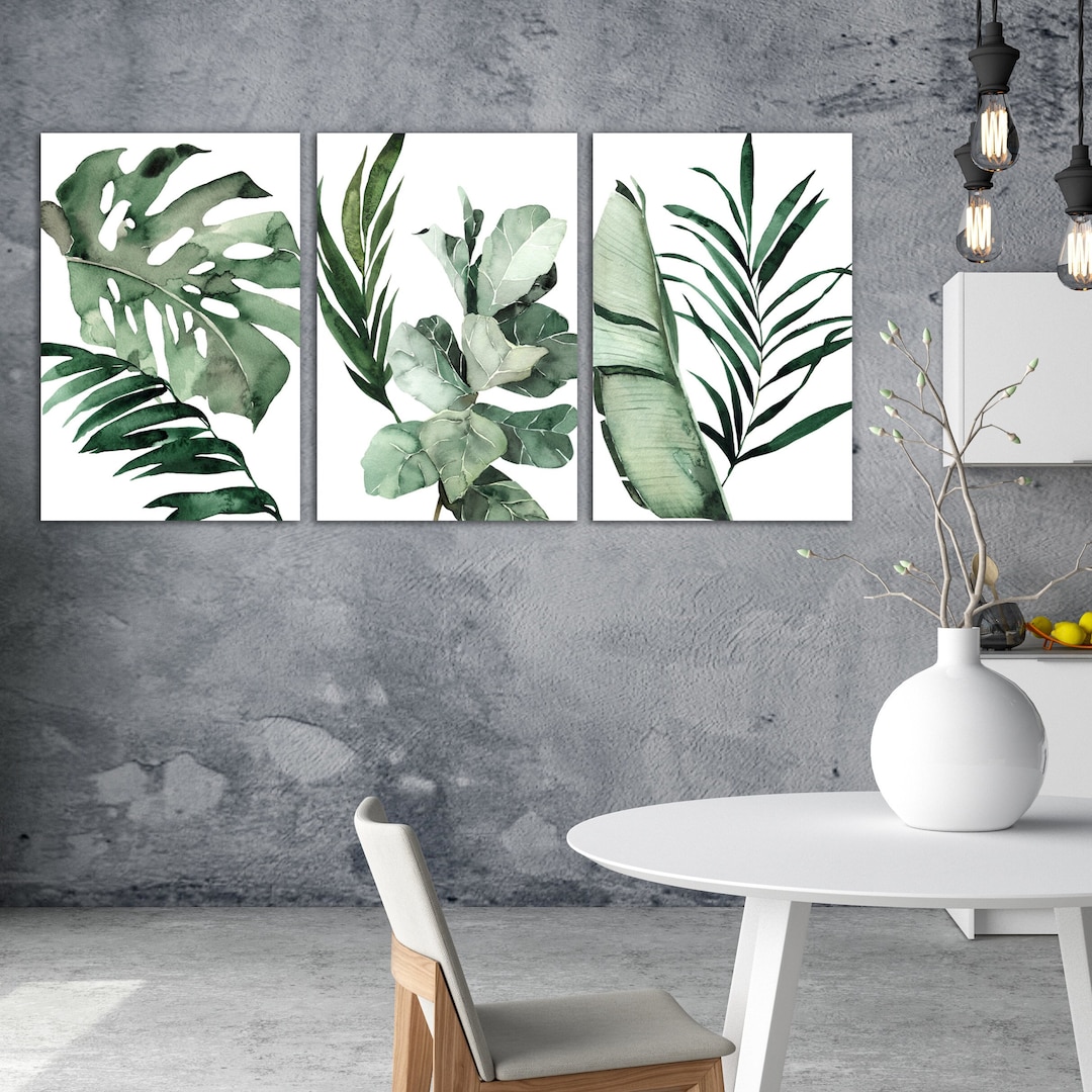 Watercolor Tropical Leaves, Prints on Canvas, Nature Illustration ...