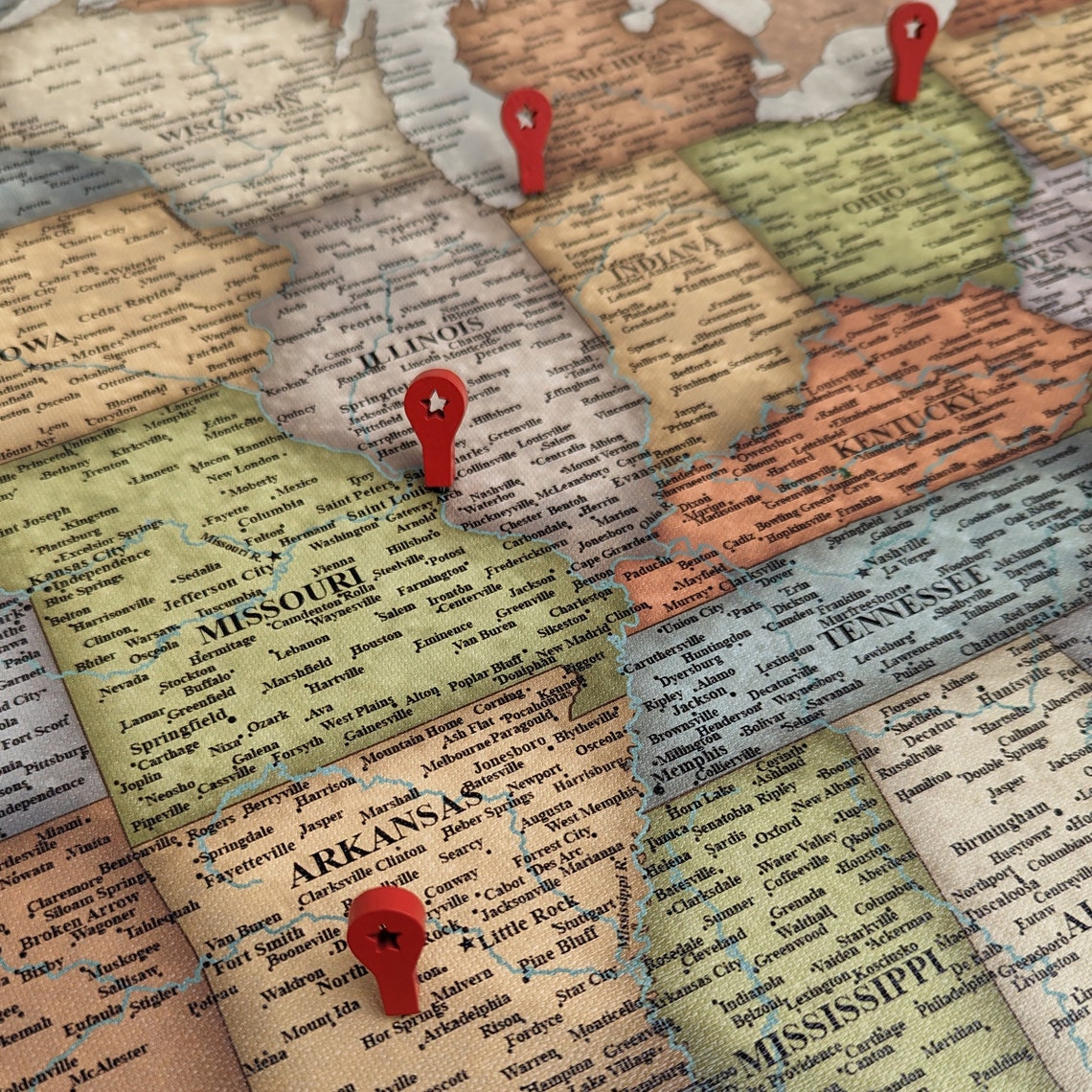 Red Star Push Pins for Tracking Travel, Wooden 3D Destination Map ...