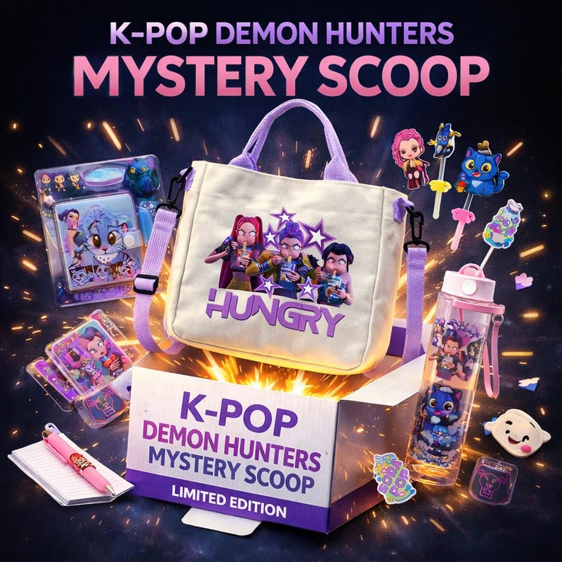Huntrix Kpop Demon Hunters Gift Box Water Bottle, Tote Bag, Stationary ...