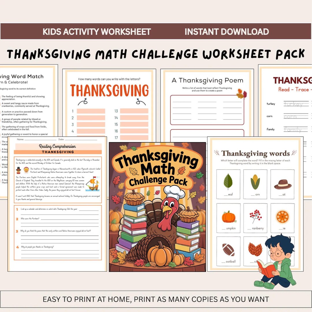 Printable Thanksgiving Word Problems & Skip Counting Worksheets , Fun ...