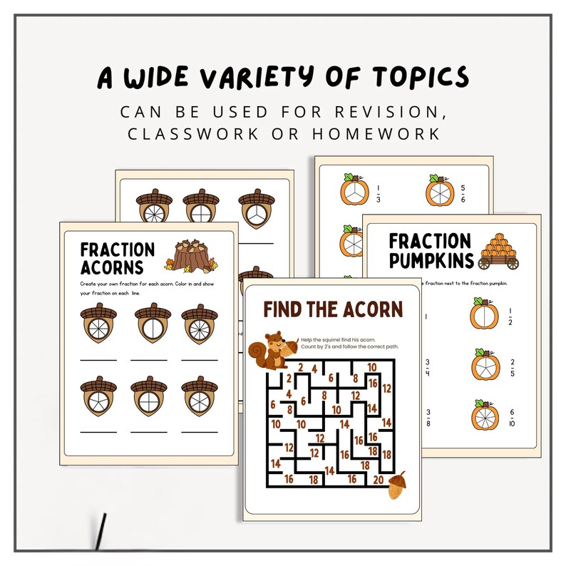 Autumn Math Worksheets for Kindergarten | 25 Fall Counting & Number ...