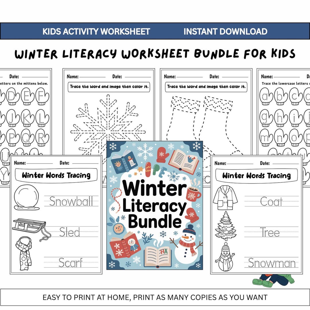 Printable Winter Worksheets for Kids | Winter Literacy Center Bundle ...