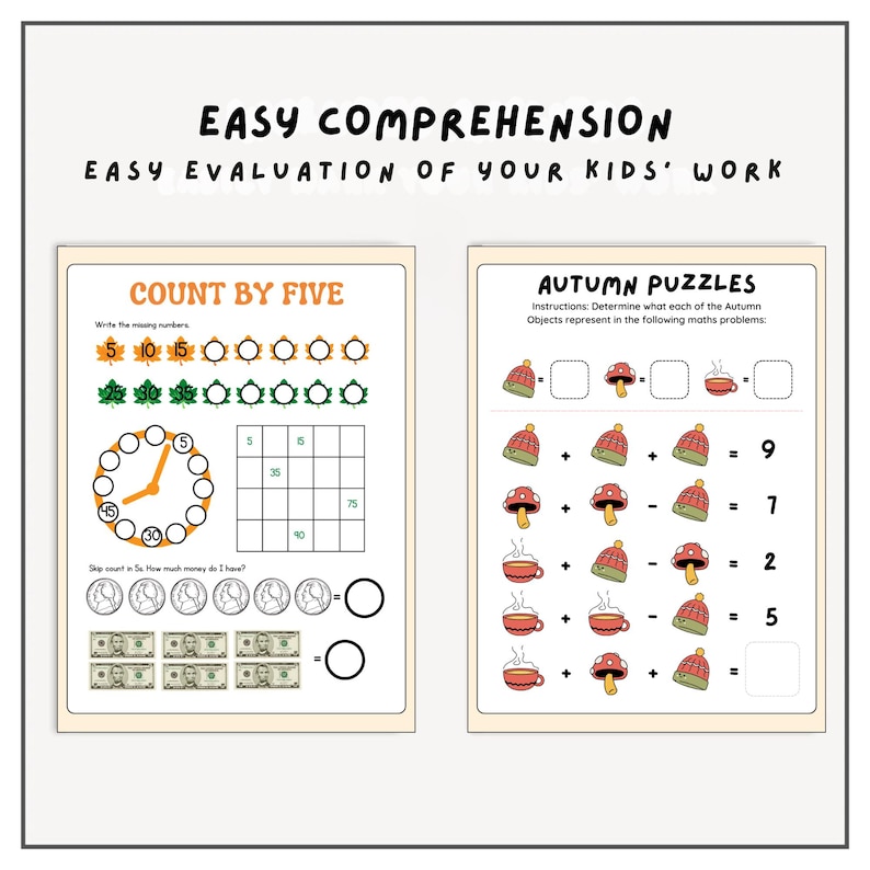 Autumn Math Worksheets for Kindergarten | 25 Fall Counting & Number ...