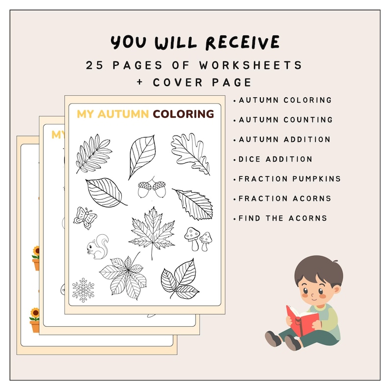 Autumn Math Worksheets for Kindergarten | 25 Fall Counting & Number ...