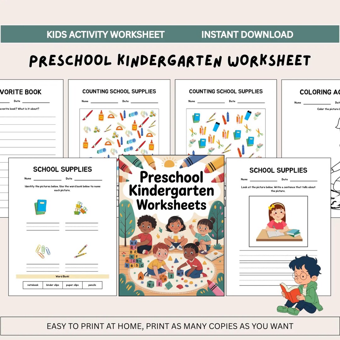 Kindergarten Worksheets Print, Coloring Activities, Counting Activity ...