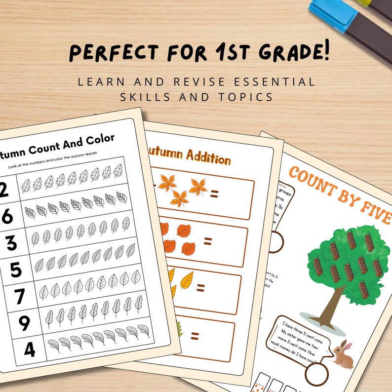Autumn Math Worksheets for Kindergarten: Fall Activities (PDF Print ...