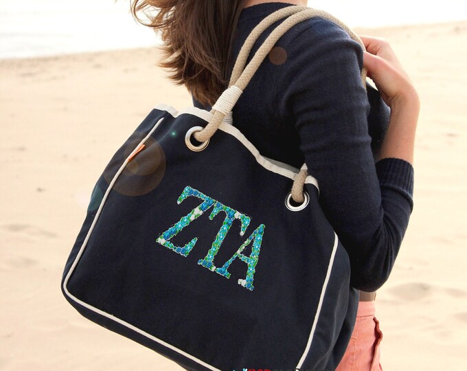ZETA TAU ALPHA Tote Bag With Boho Floral Pattern Zta Tote, Sorority ...
