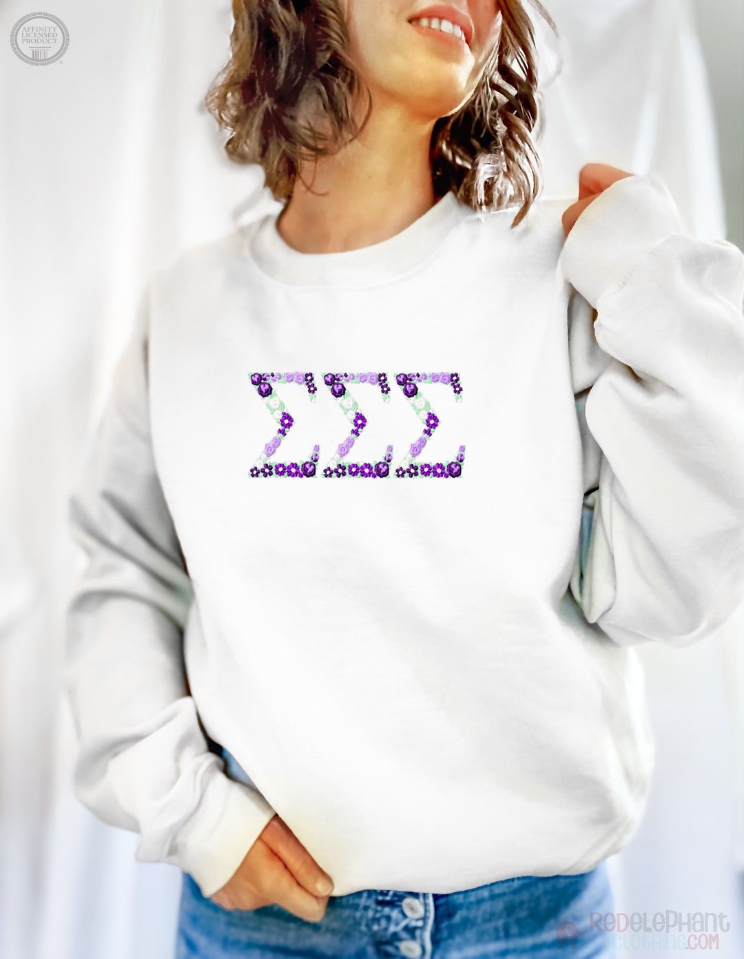 Sigma Sigma Sigma Embroidered Crewneck Sweatshirt, Tri Sig Pullover ...