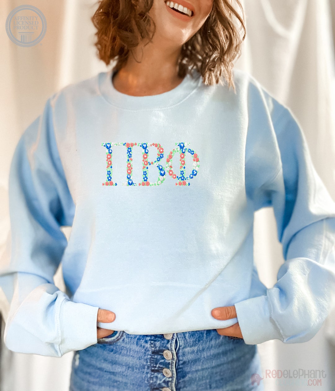 Pi Beta Phi Embroidered Sweatshirt, Pi Phi Crew Neck Pullover Sweater ...