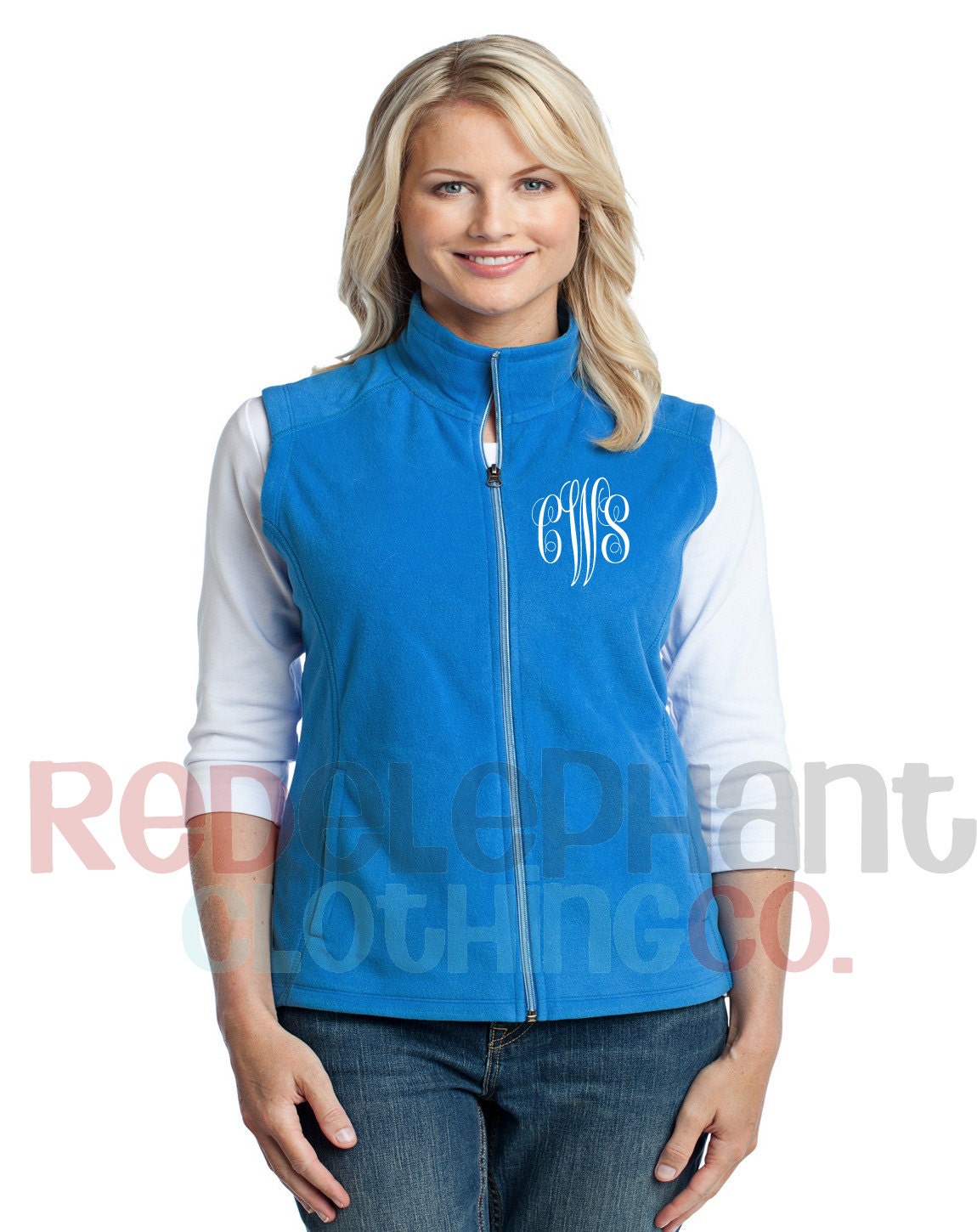Monogram Fleece Vest for Women Monogrammed White Vest | Etsy