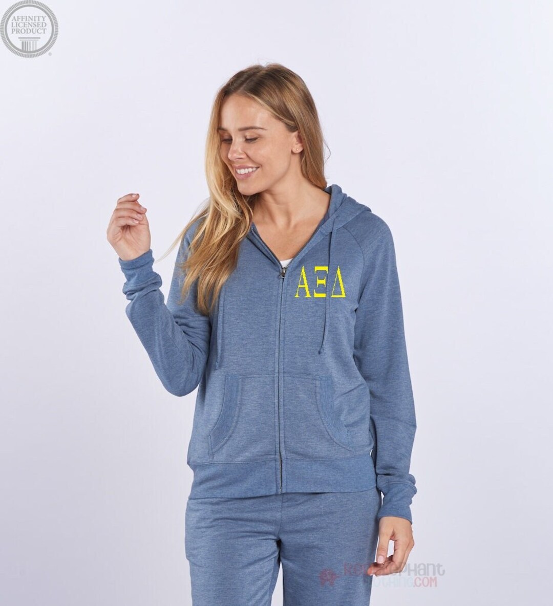 Alpha Xi Delta Full Zip Hoodie Jacket Sweatshirt Kanga Pocket W ...