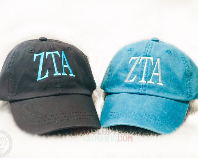 Zeta Tau Alpha Cursive Baseball Hat Embroidered Baseball Cap ...