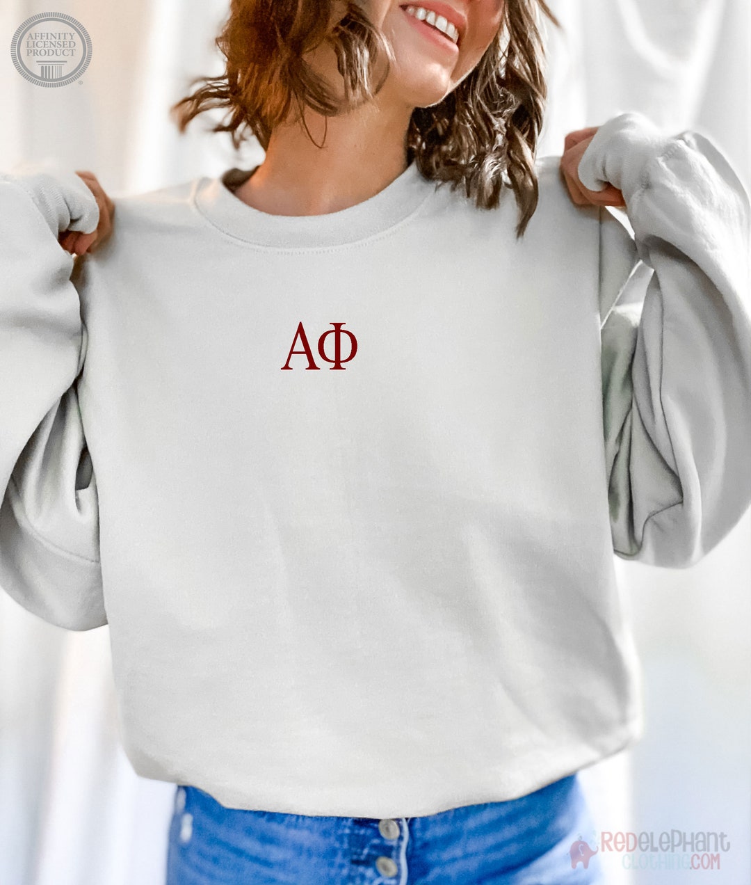 Alpha Phi Embroidered Sweatshirt, Aphi Crew Neck Pullover Sweater ...