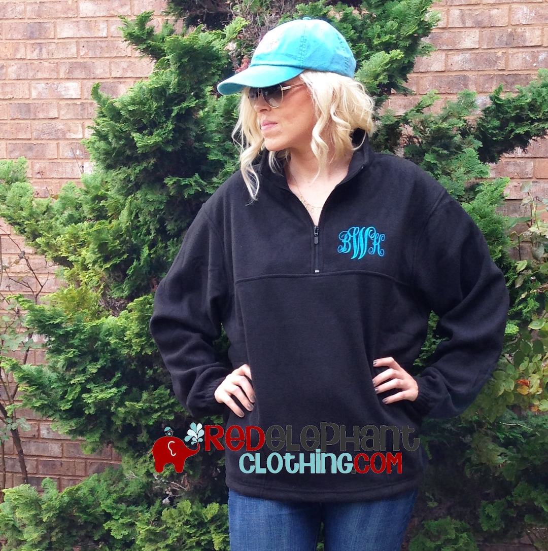 Quarter Zip Monogram Sweatshirt, Fall Clothing Pullover Half Zip Fleece ...
