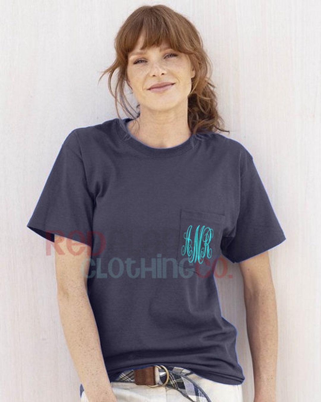 Monogram Pocket Tee, Monogram Pocket Shirt, Pocket Tshirt, Monogram Tee ...