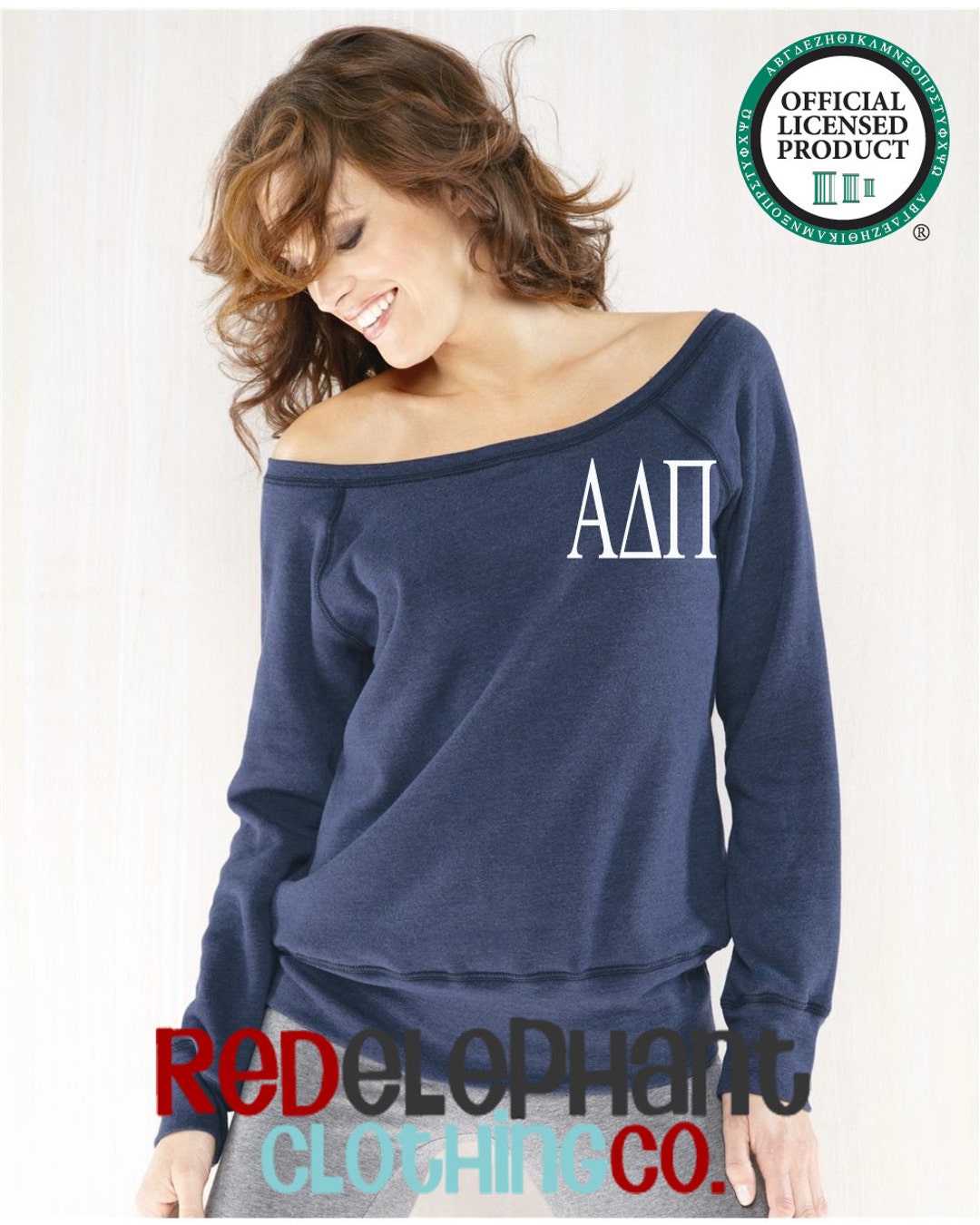 Alpha Delta Pi Sweatshirt, off Shoulder Sweatshirt, Wide Neck Pullover ...